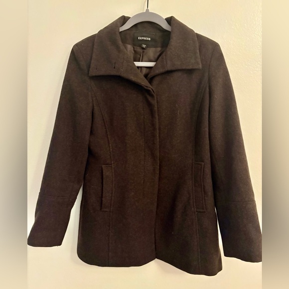 Express | Jackets & Coats | 23 Express Wool Blend Peacoat Brown ...
